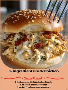 20K views · 74 reactions | 5-Ingredient ⛄ Crack Chicken Key Ingredients 2 lbs boneless, skinless chicken breasts 8 oz cream cheese, softened 1 packet (1 oz) ranch seasoning mix 1 cup shredded cheddar cheese 6 slices bacon, cooked and crumbled 1/2 cup chicken broth  | Family Meal Recipes | Facebook