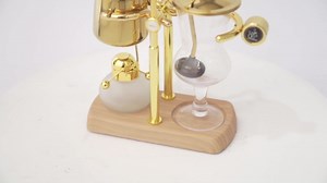 Belgian Family Balance Syphon Coffee Maker, 400ml Manual Tabletop Vintage Coffee Brewer, Gold Vintage Gravity Brewing System with Handle for Kitchens, Coffee Shops